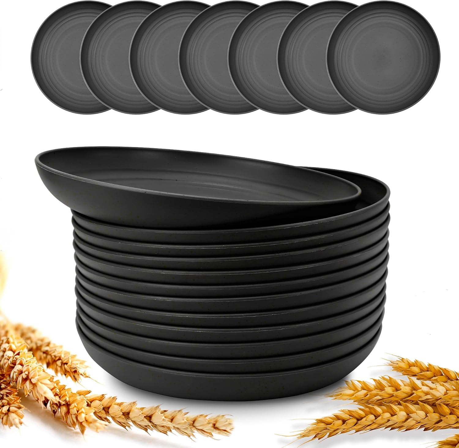Amazon.com | HMHNOSS 12 PACK Wheat Straw Plates, Plastic Plates ...