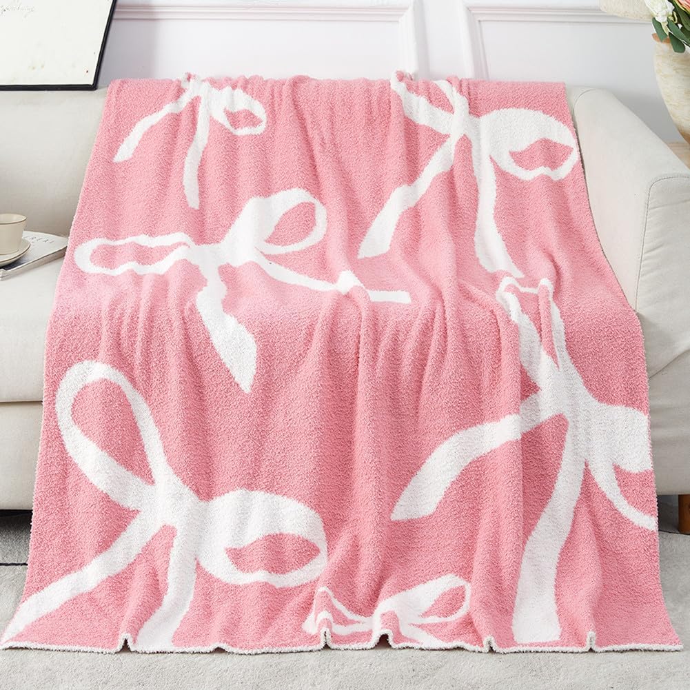 Amazon.com: 50" x 60" Bed Throw Blanket, Bow Pattern Throw Blanket for ...