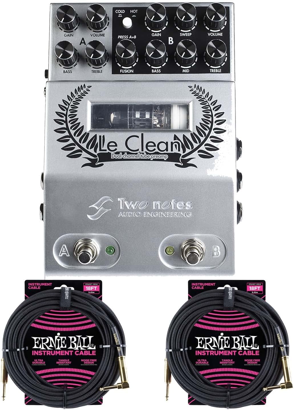 Amazon | Two Notes Le Clean チューブプリアンプペダル EBall 1/4ケーブル2本セット | ディストーション ...