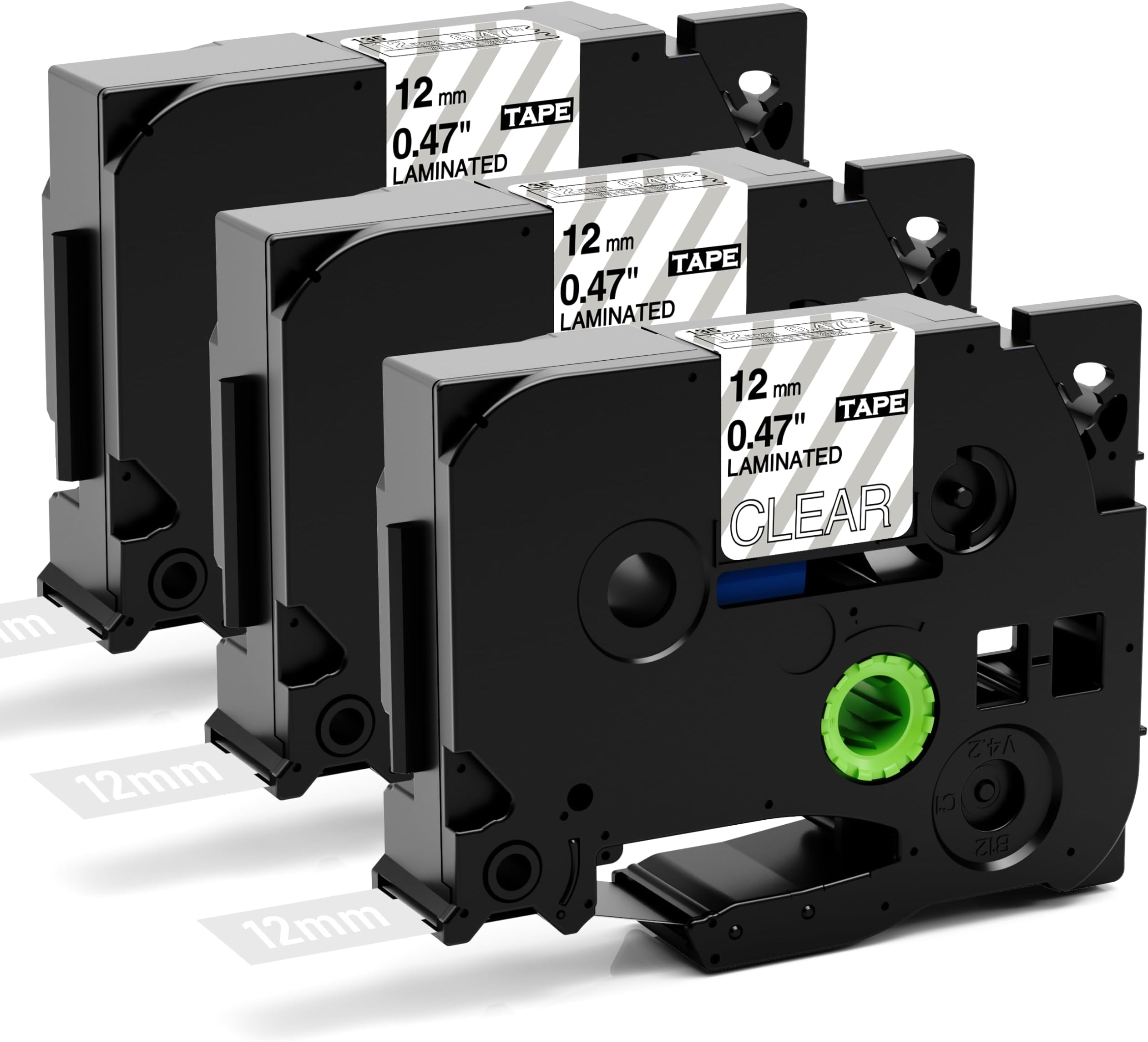 Aken Compatible with Brother Label Printer Tape 12mm White on Clear TZe ...