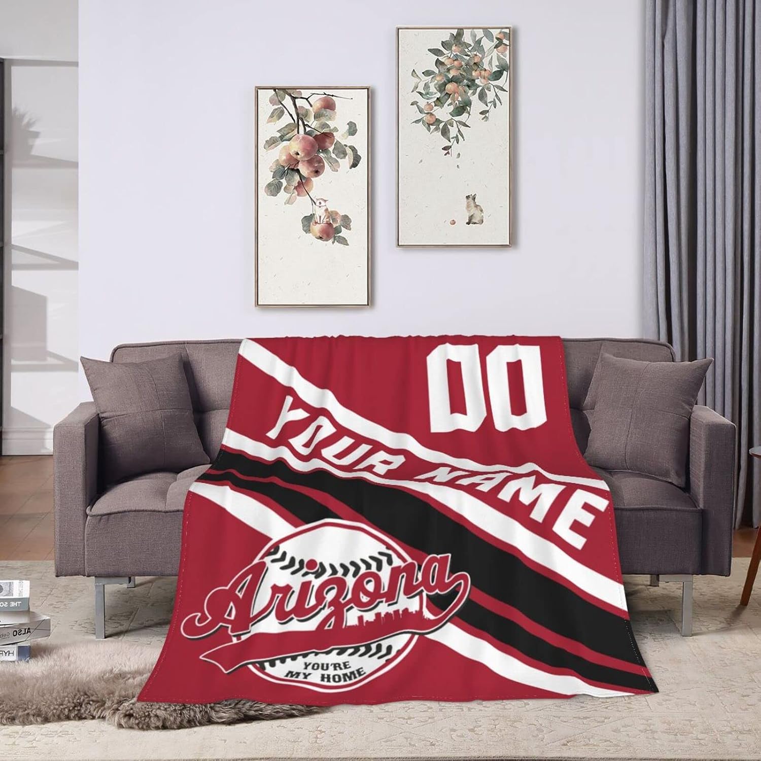 Amazon.com: Personalized Baseball Throw Blankets Add Name Numbers ...
