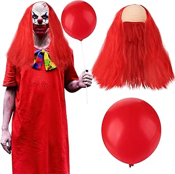 Amazon.com: Solsew Clown Wig Costume for Adult Red Bald Head Wigs ...