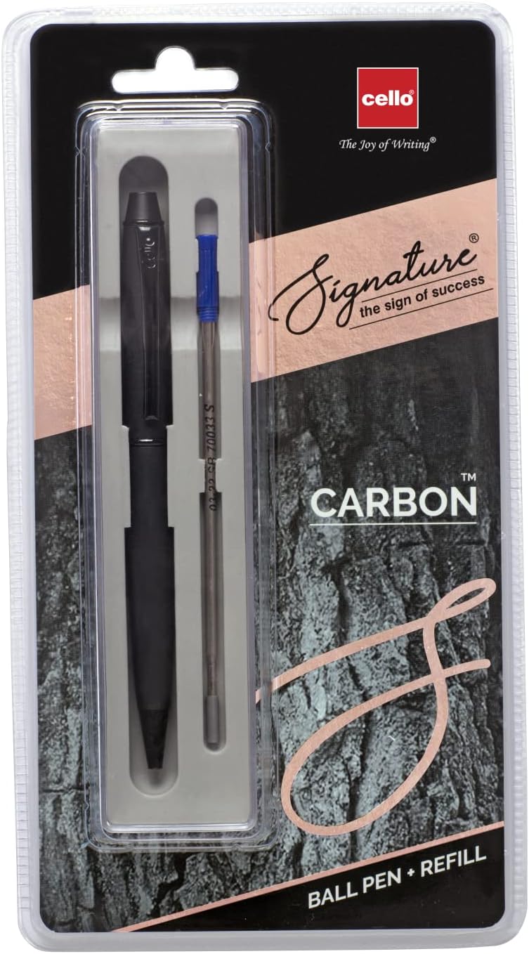 Cello Signature Origin Ball Pen|Blue Ink|1 Ball Pen|Black and Golden ...