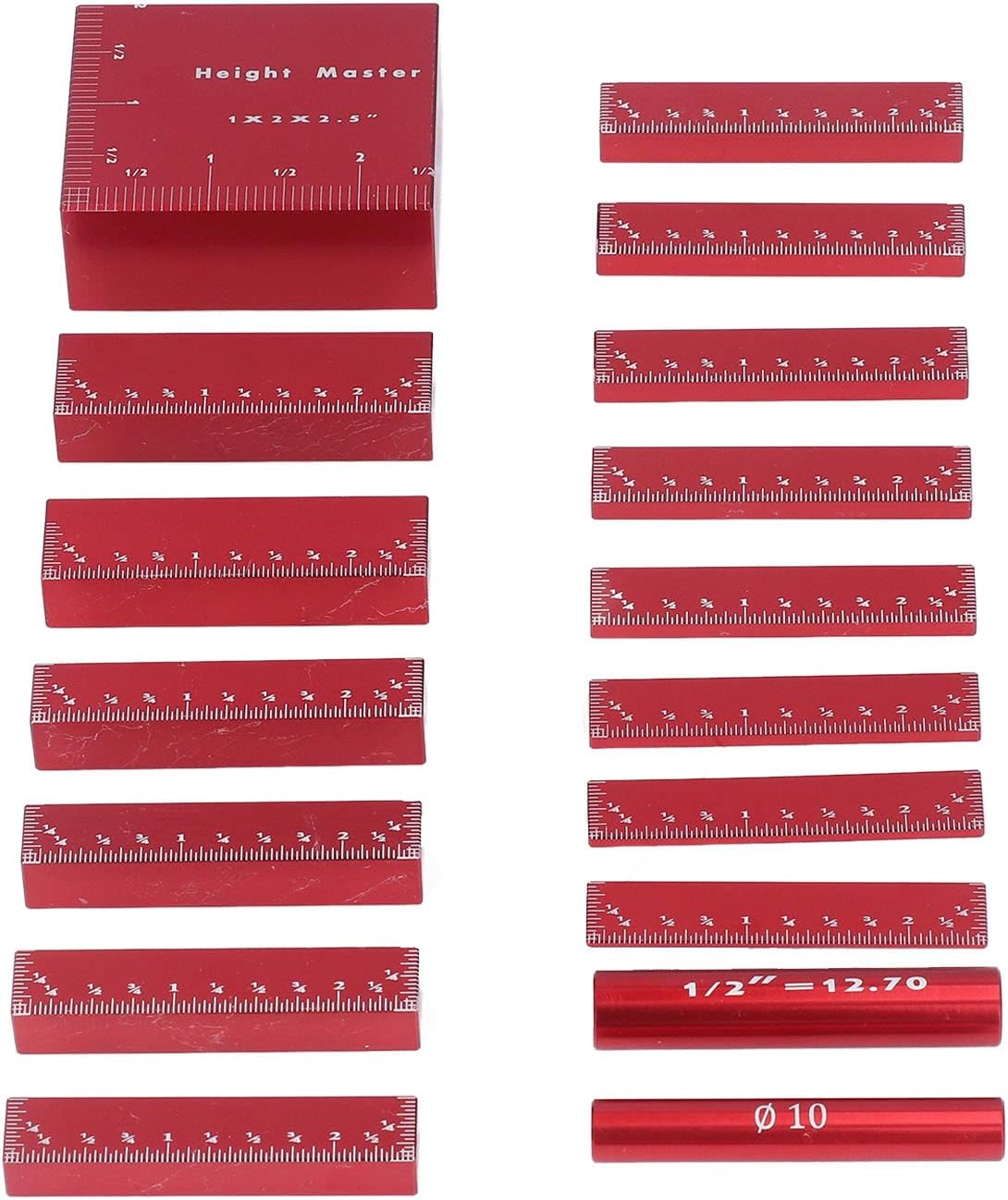 Woodworking Height Gauge, 17Pcs Height Gauge Block Aluminum Setup Bars ...