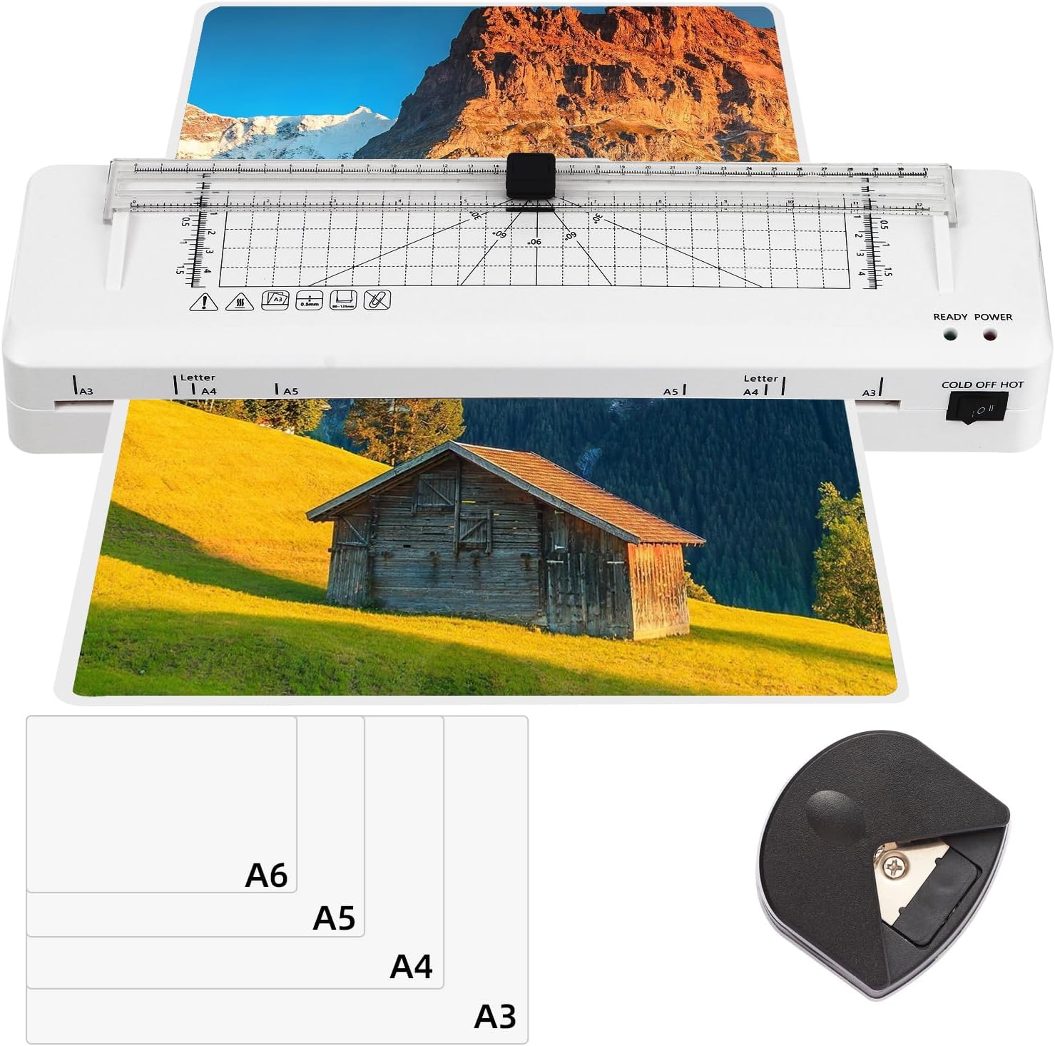 Laminator, A3 Laminator Thermal and Cold Laminating Machine with Built-in Cutter and Corner ...