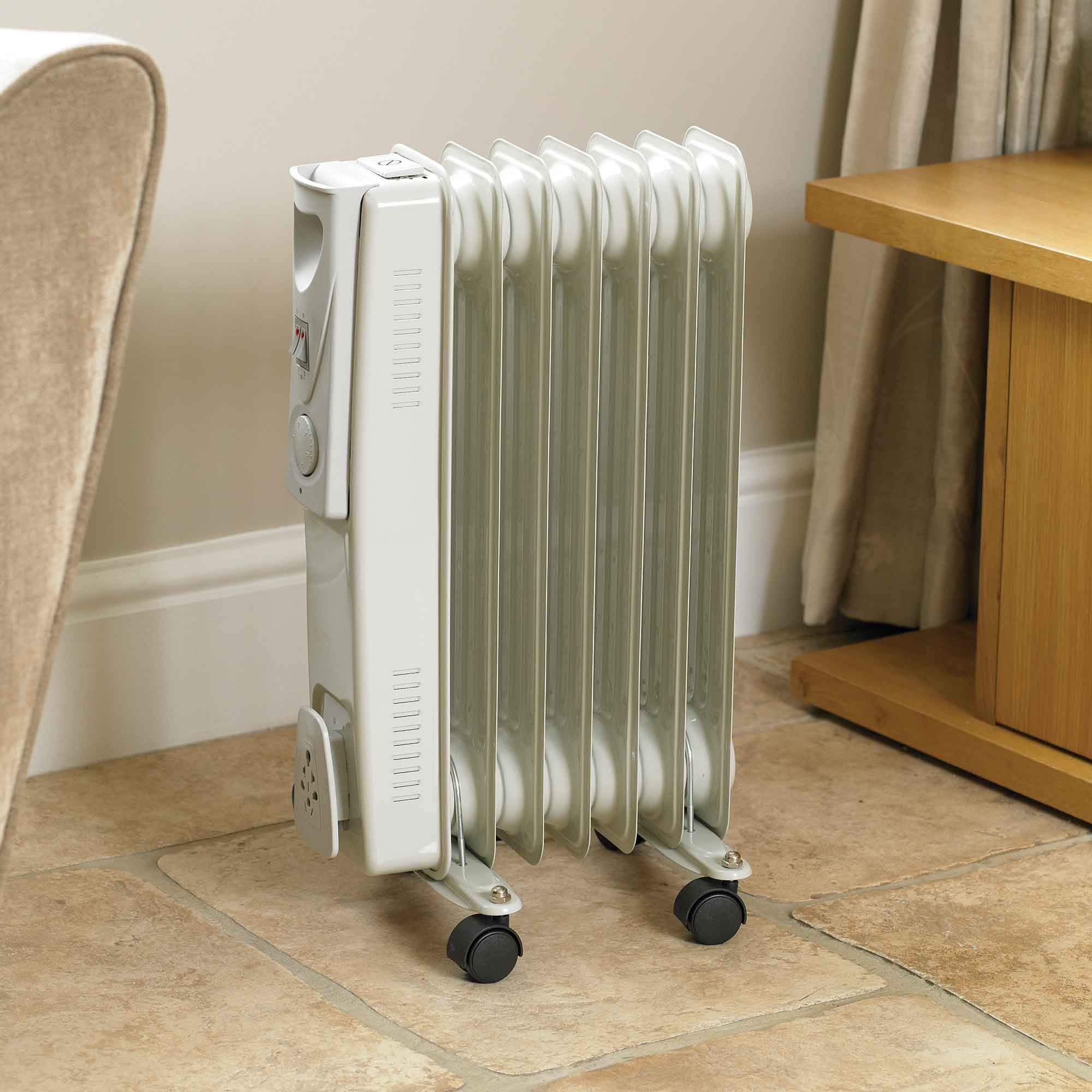 Buy Wido 1500W 7 Fin Oil Filled Radiator Freestanding Portable Electric ...