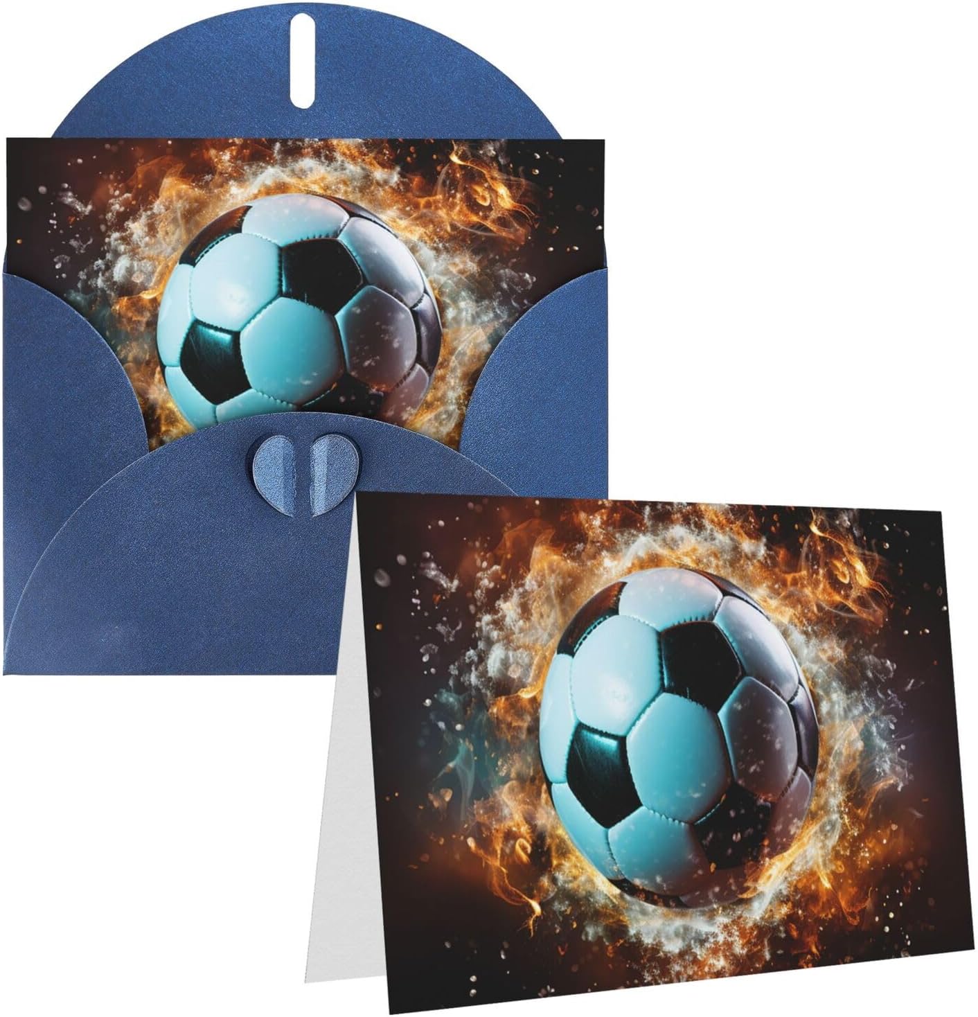 GFLFMXZW Soccer Ball Flying In The Air Print Blank Greeting Cards With ...