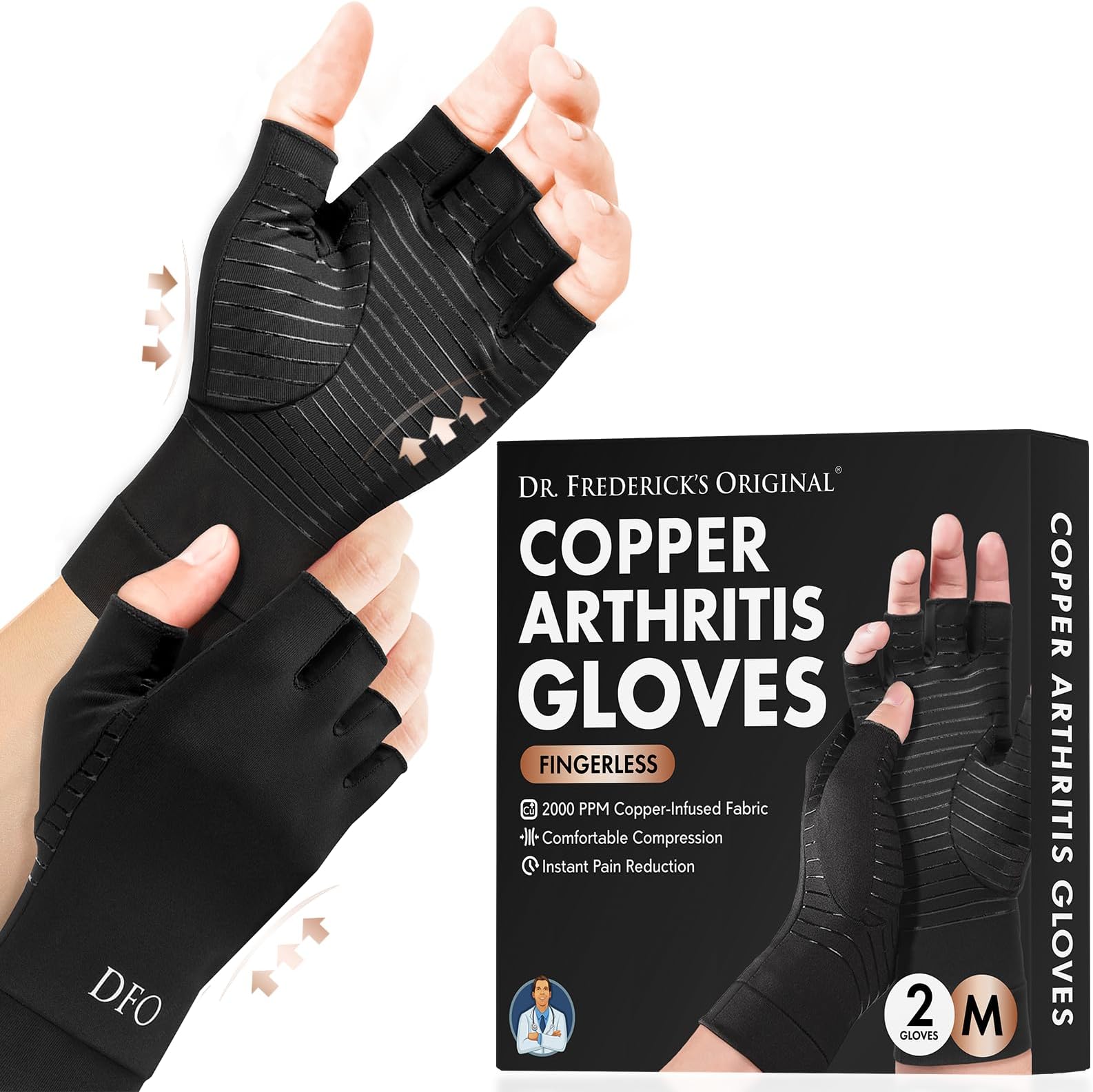 Amazon.com: HENOTIC 2 Pairs Copper Arthritis Gloves for Women Men ...