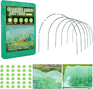 Amazon.com : Garden Mesh Netting Kit, 10x30FT Green Ultra Fine Mesh Netting ＆6 Sets of 8FT ...