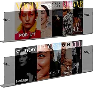 Amazon.com: 2 Pack Acrylic Magazine Holder, Acrylic Magazine Rack Wall ...