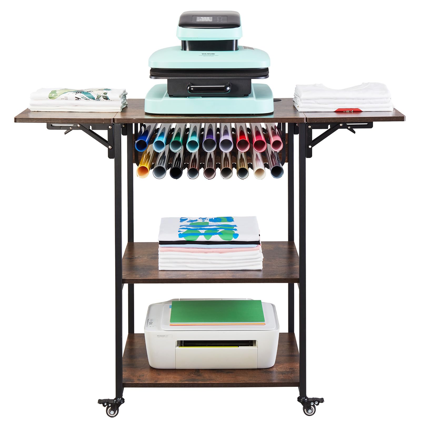 Amazon.com: VEVOR 3 Tier Movable Heat Press Table, Foldable Heat ...