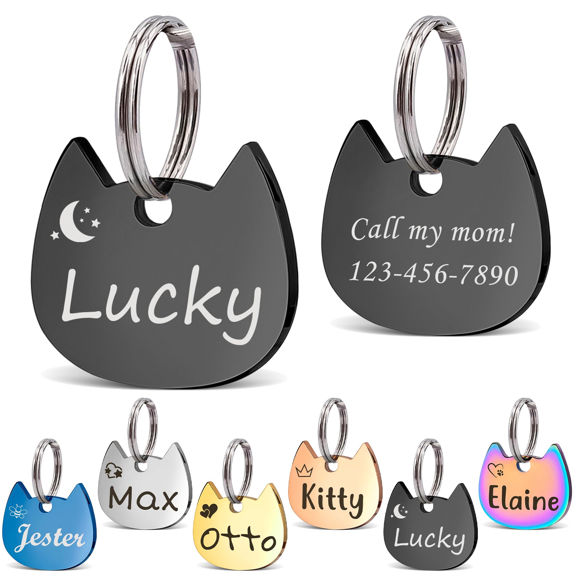 Amazon.com: Anavia Small Size Dog Cat ID Tags, Small/XS Personalized ...