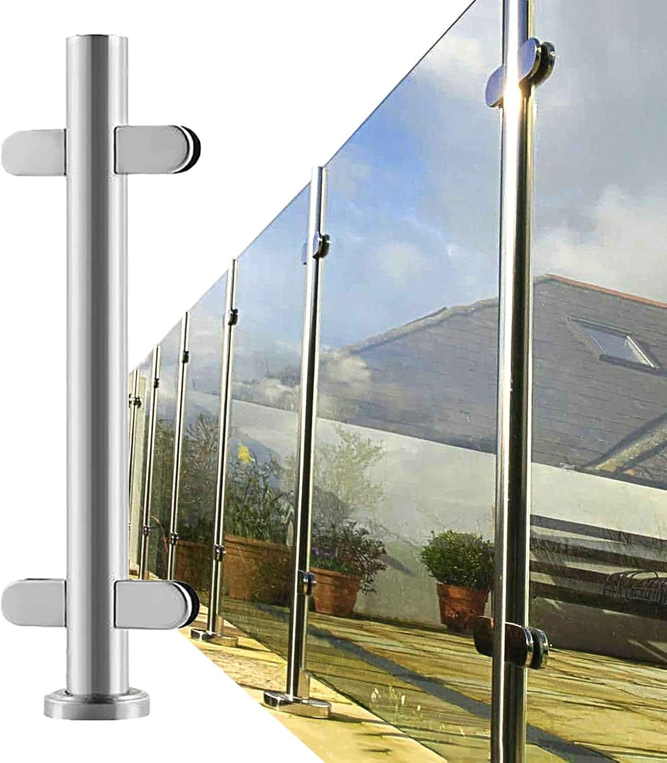 Amazon.com: Glass Railing Handrail Post Glass Panels Clamp, Balustrade ...