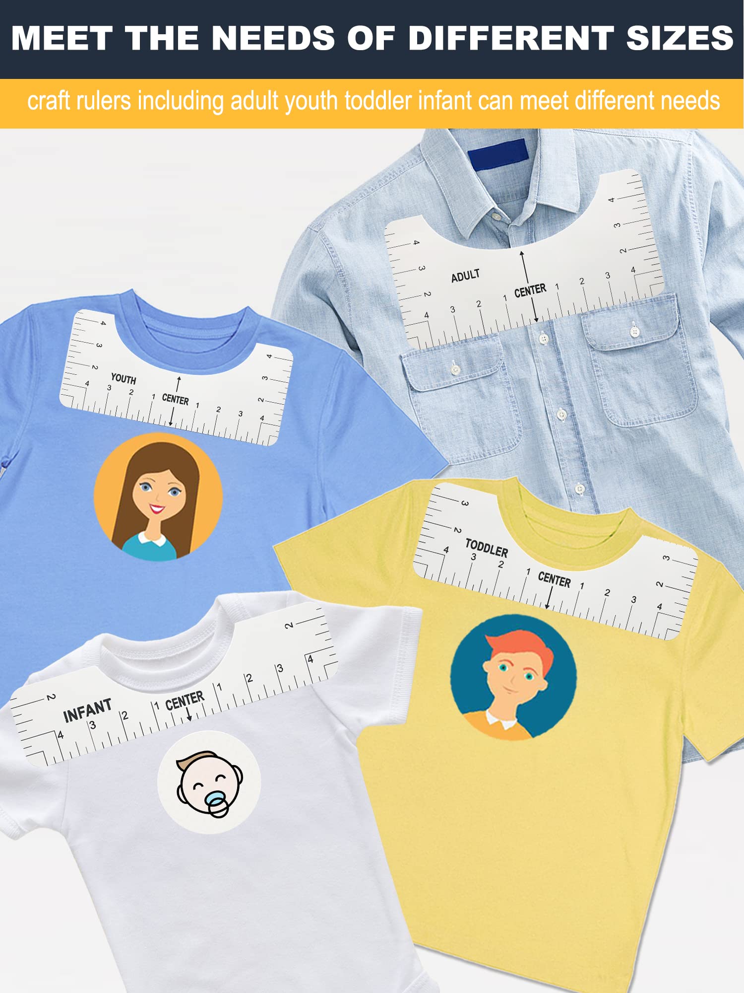 Buy 5Pack Tshirt Alignment Ruler,Tshirt Ruler Guide for Vinyl Placement ...