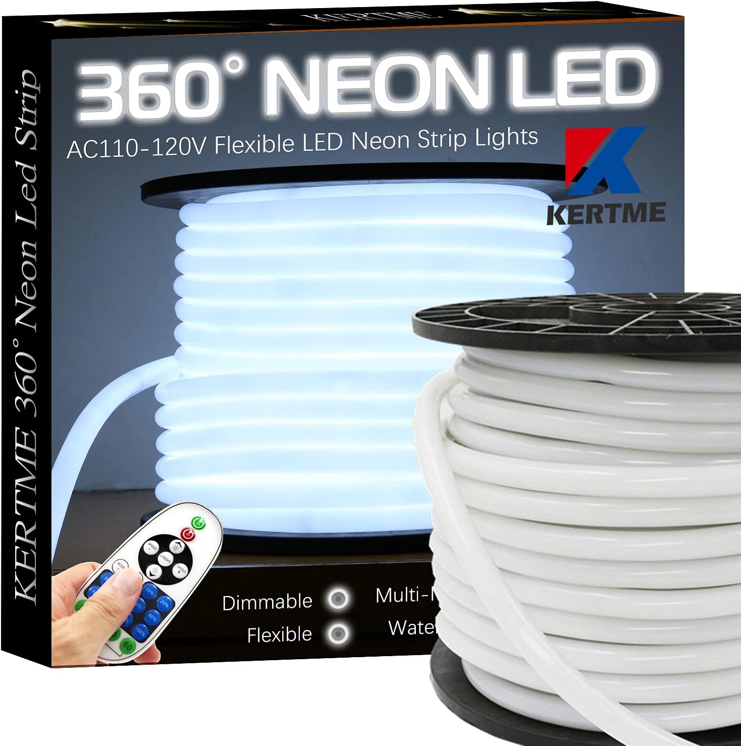 KERTME 360° Neon Led Type AC 110-120V 360 Degree NEON LED Light Strip ...