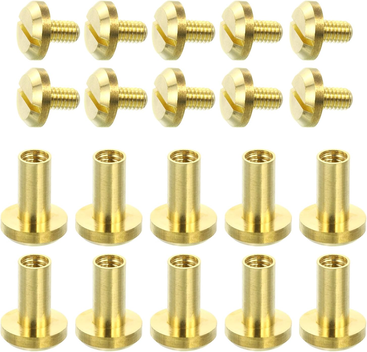 Amazon.com: uxcell 10Sets Brass Chicago Screw Fasteners, 10mm Concave ...