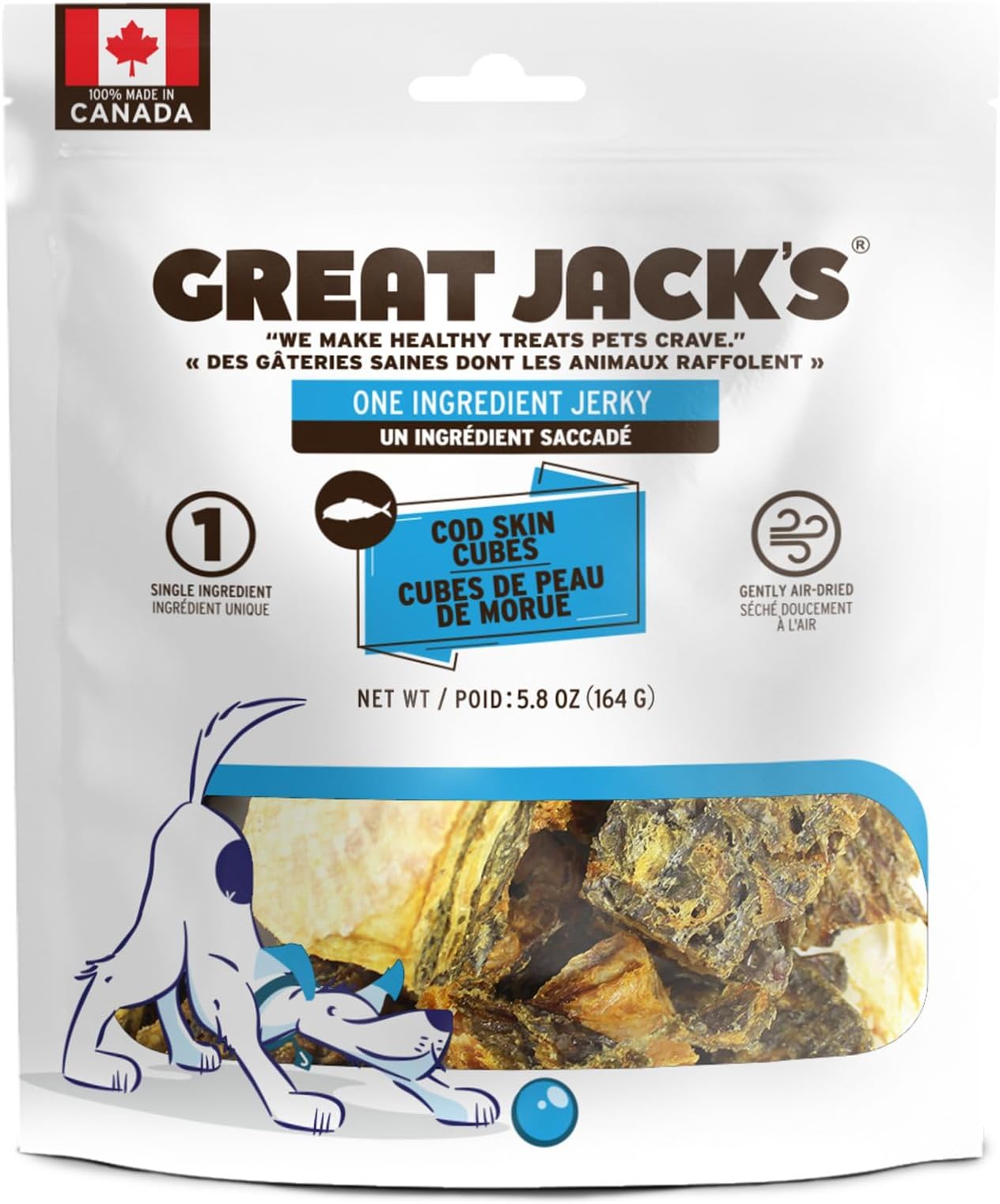 Great Jack’s Cod Skin Cubes Dog Treats 164g : Amazon.ca: Pet Supplies