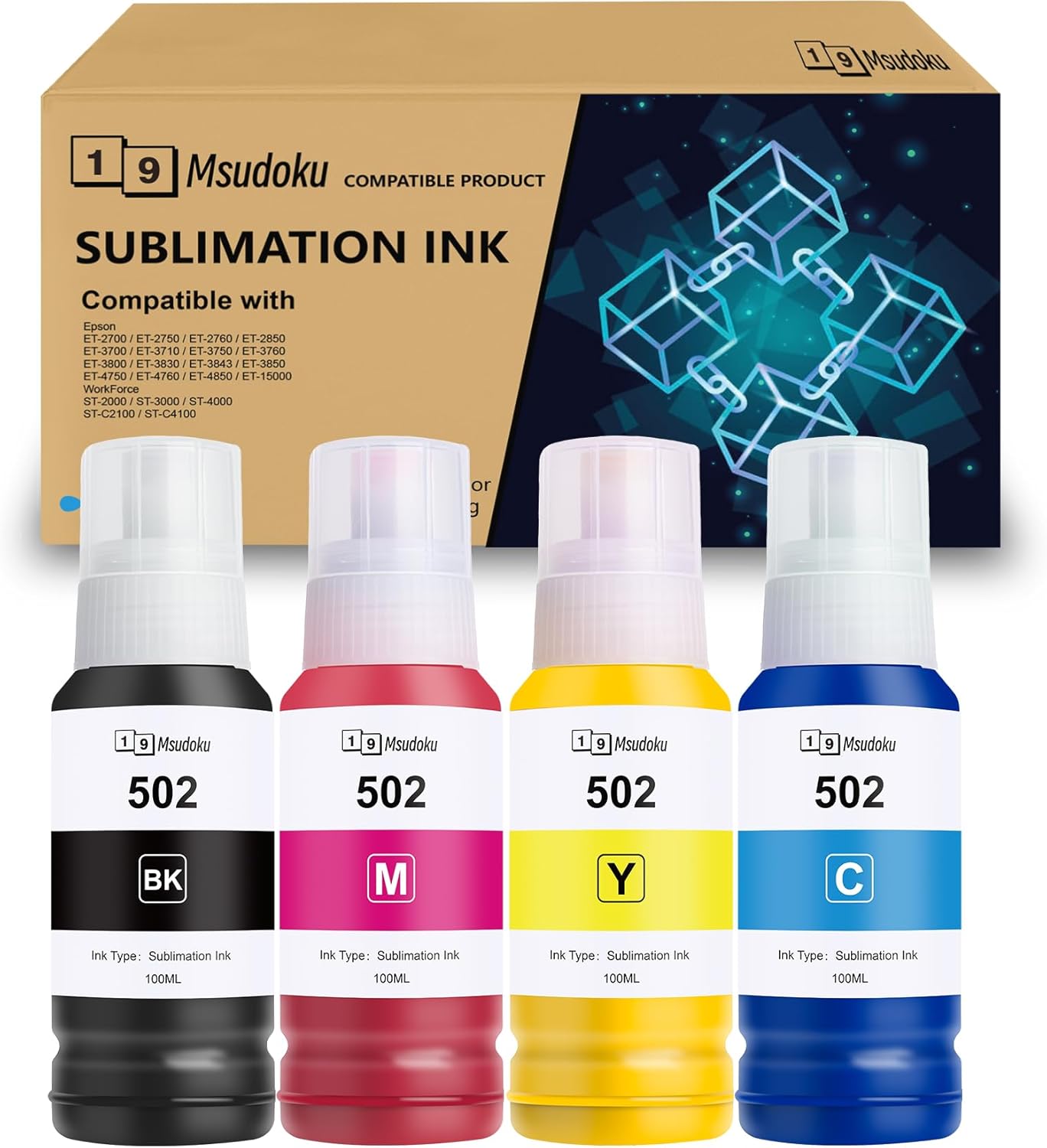 Amazon.com: Msudoku 400ML Sublimation Ink Auto Refilled Bottles Use for WF-3620 ET-2760 ET-2720 ...