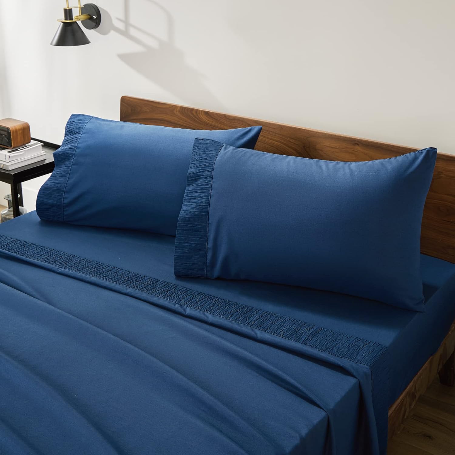 Amazon.com: BEDSURE California King Sheet Sets Navy - Soft 1800 Bed Cal ...