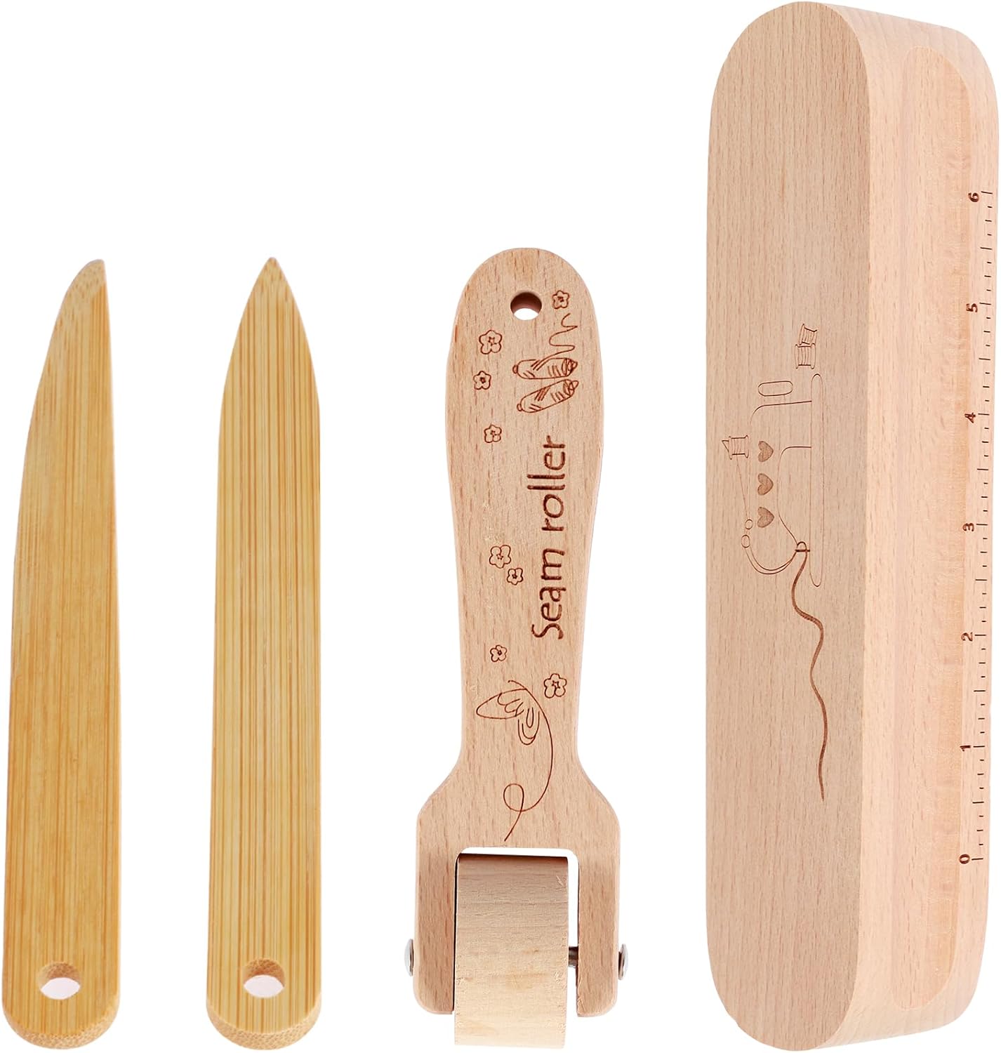 4 Pcs Tailors Clapper Set Beech Wood Hardwood Seam Presser Tool Wooden ...