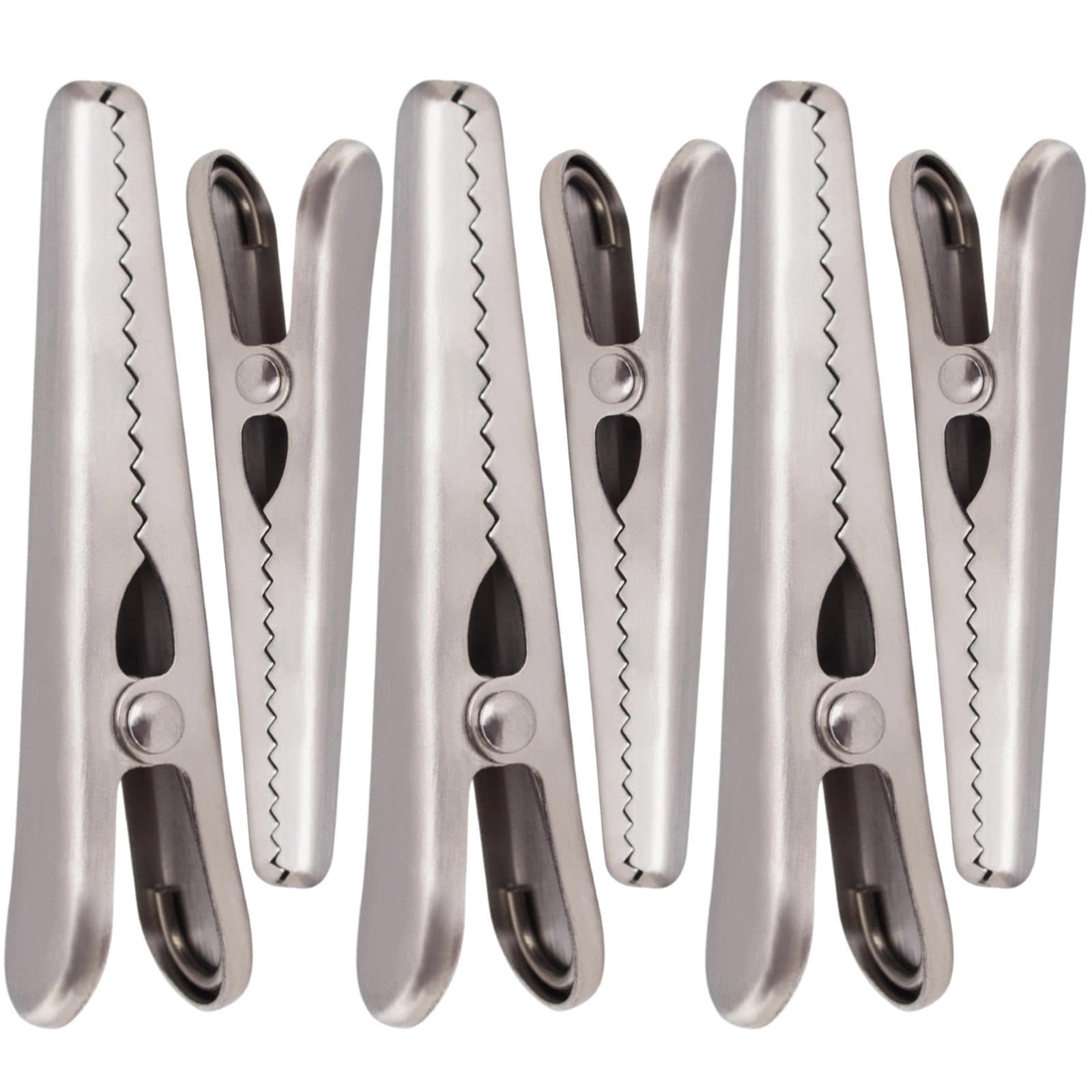 Amazon.com: KINTEGOOD 6pcs Stainless Steel Food Clips Chip Clips Jaw ...
