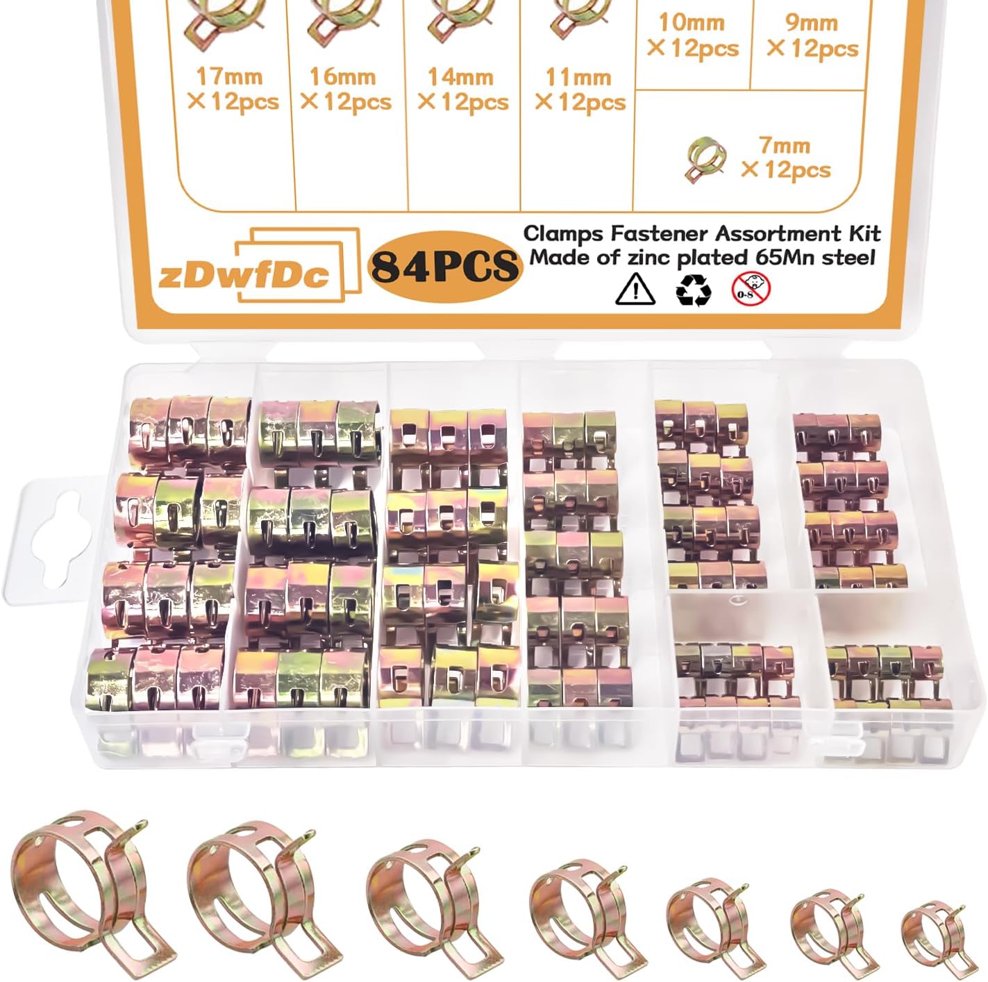 Amazon.com: 84PCS 7-17mm Fuel Line Hose Clamps Spring Clamp Silicone ...