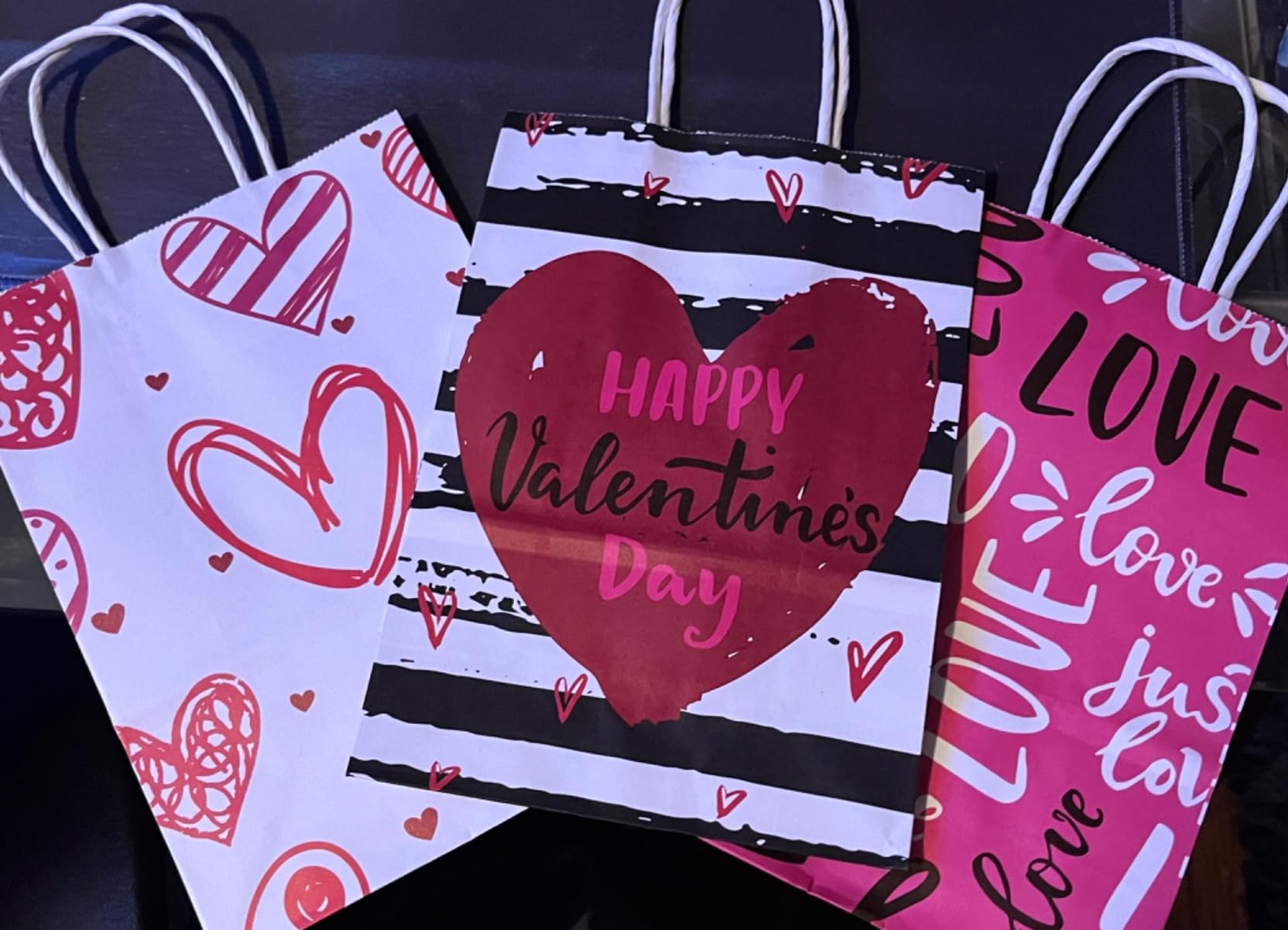 Amazon.com: Cooraby 20 Pieces Valentines Day Paper Bags Valentine's Day ...
