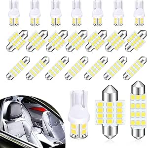 Amazon.com: Sinytuto Pack-24 Car LED Trunk Lights Bulb Kit, T10 31MM 42MM Waterproof Super ...