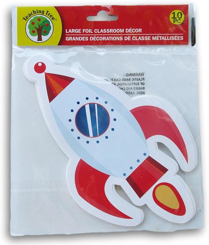 Amazon.com: Space Ship Rocket Classroom Decor Foil Paper Cut-Outs - 10 ...
