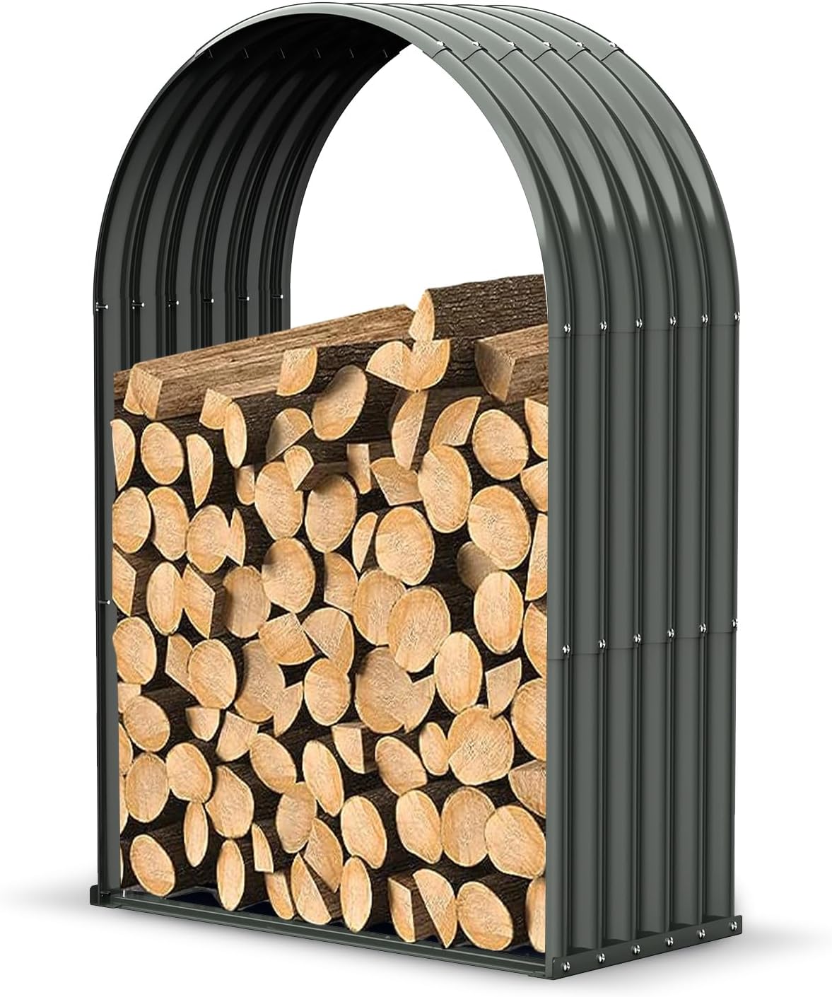 Amazon.com : A ANLEOLIFE Galvanized Steel Firewood Storage Shed Outdoor ...
