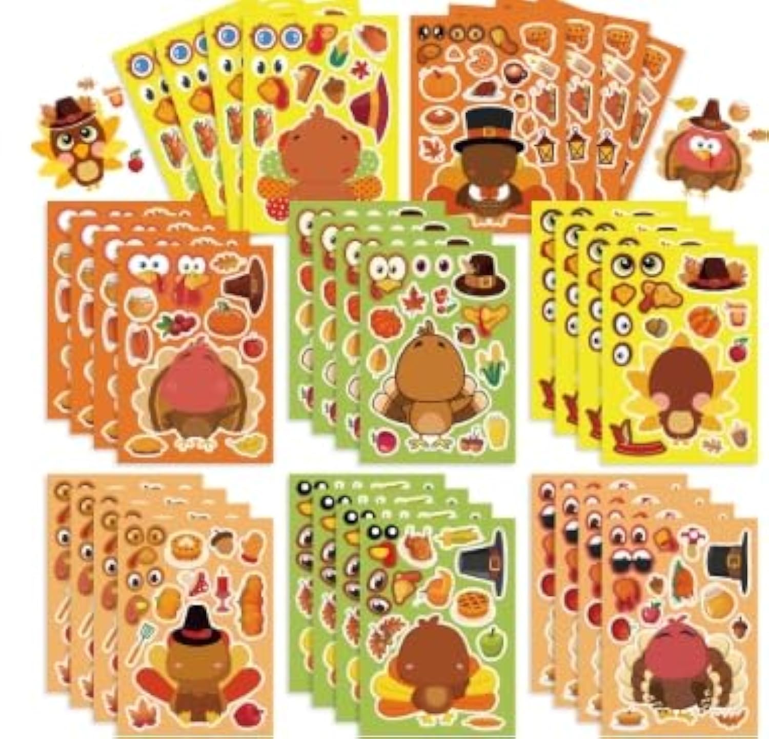 Snapklik.com : Thanksgiving Turkey Face Stickers - 32 Sheets