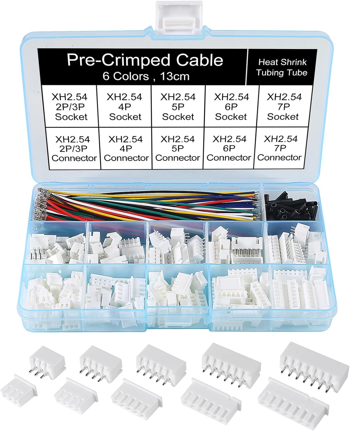 Amazon.com: XH 2.54mm Connector Socket Kit and Pre-Crimped Cable Wire 2Pin 3 Pin 4 Pin 5 Pin 6 ...
