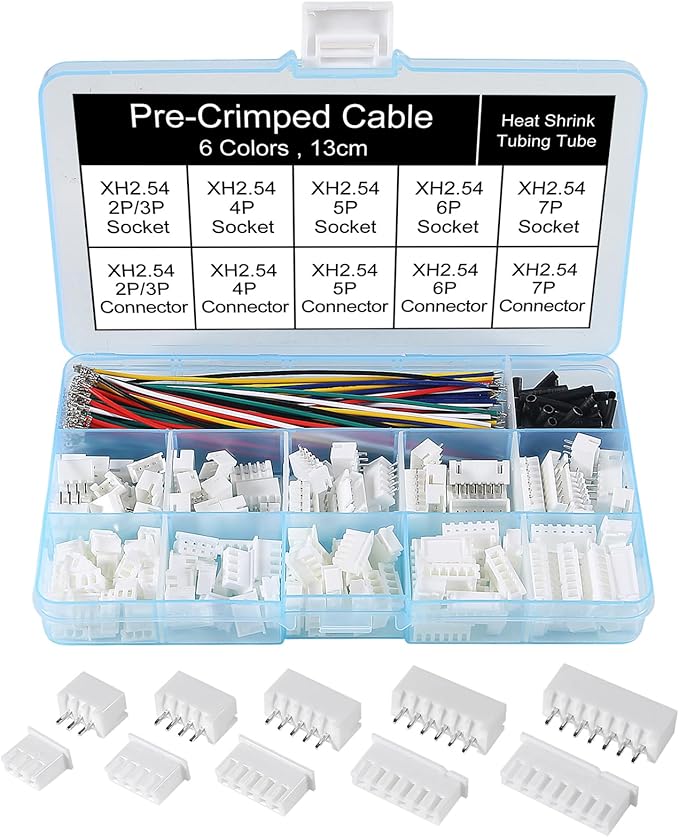 Amazon.com: XH 2.54mm Connector Socket Kit and Pre-Crimped Cable Wire 2Pin 3 Pin 4 Pin 5 Pin 6 ...