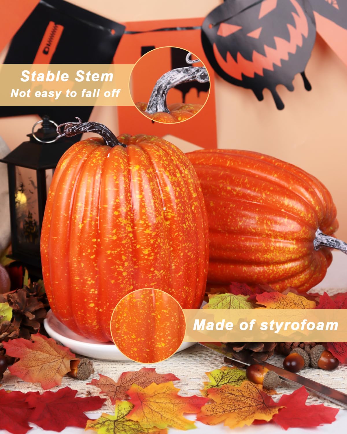 Snapklik.com : Vensovo 4PCS 8 Inch Orange Plastic Pumpkins For ...