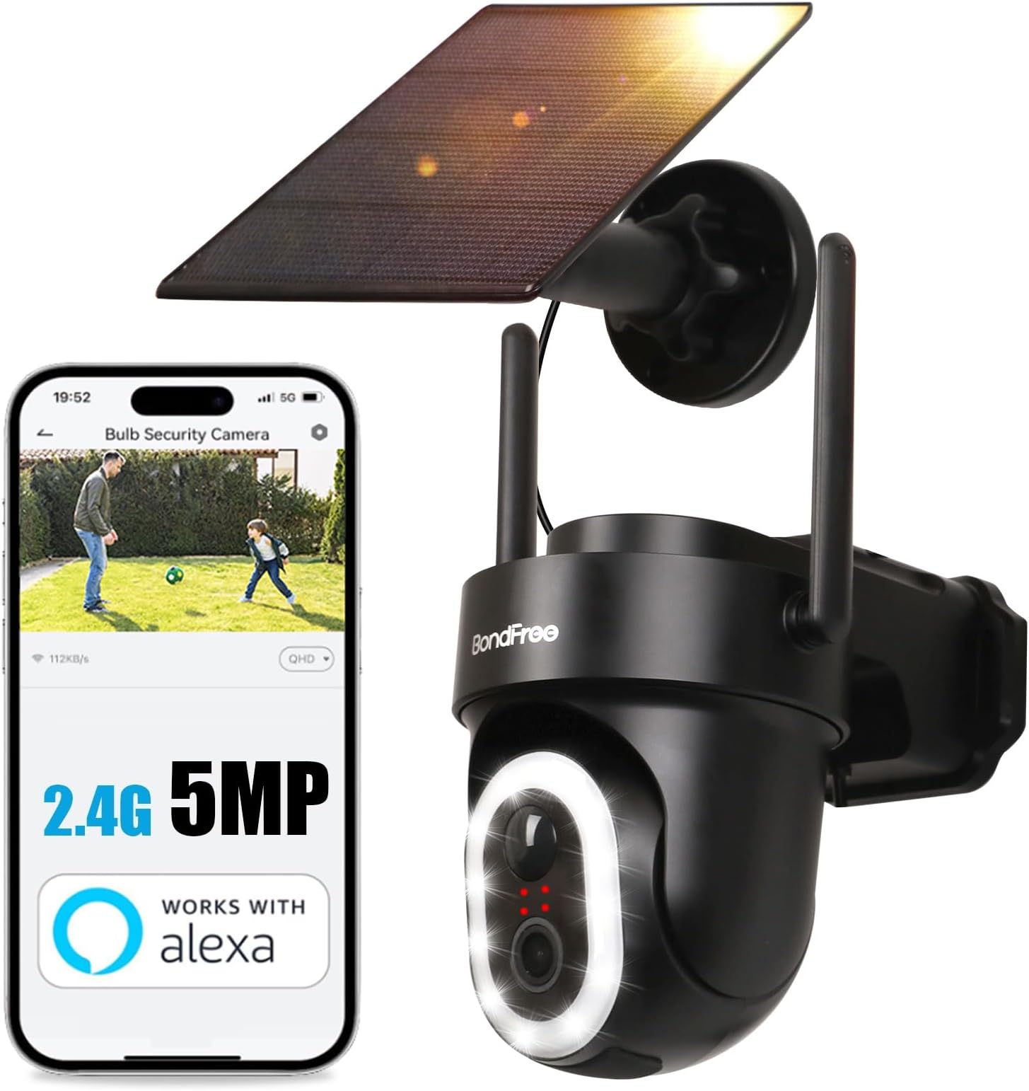 Amazon.com : BondFree 5MP 4K Solar Camera Wireless, Outdoor Security ...
