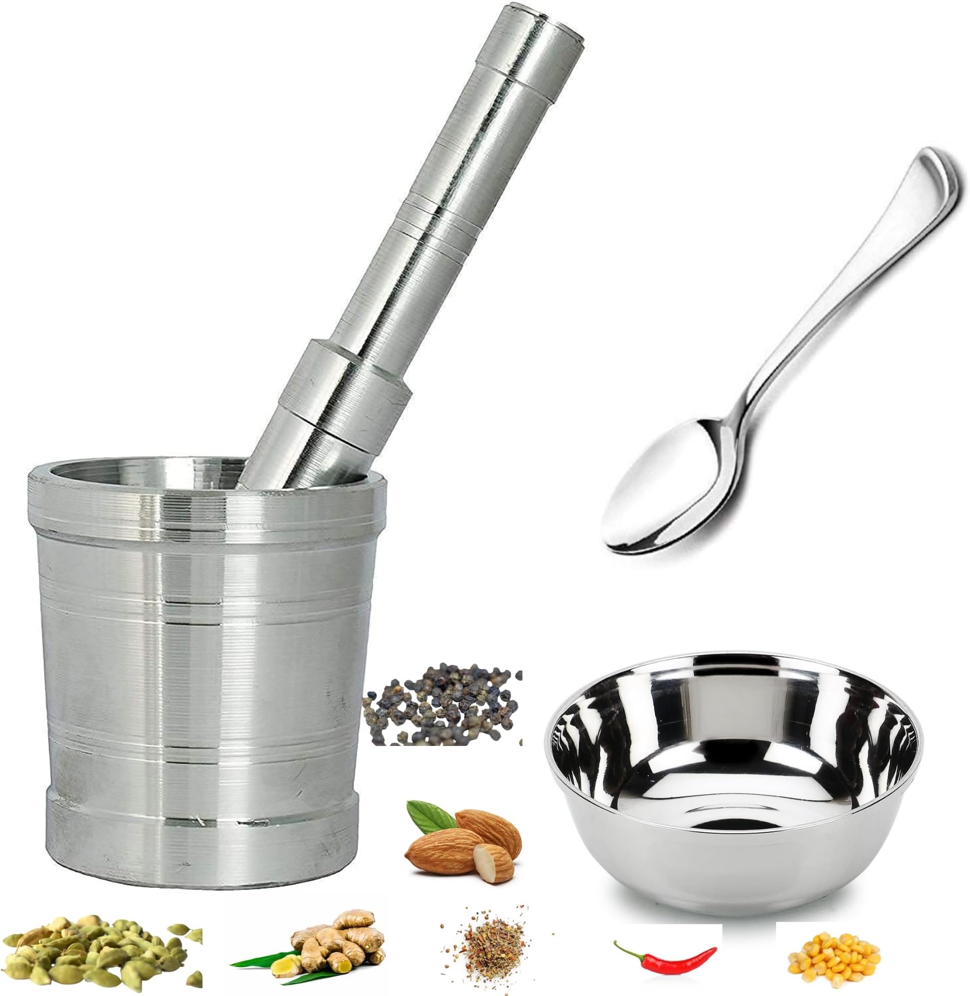 Buy Craftdwar Aluminium Mortar Pestle for Kitchen | Khalbatta Okhli ...