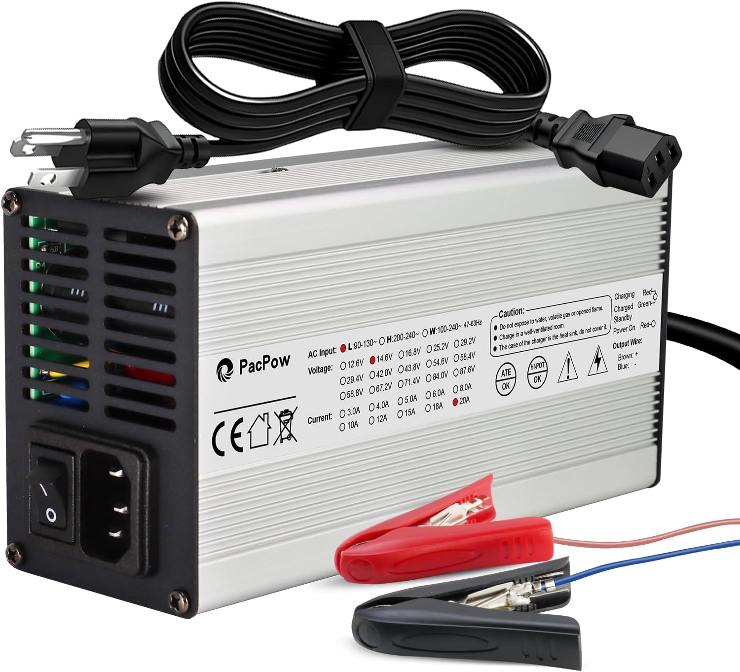 Amazon.com: WIOZBFTR 14.6V 20A LifePO4 Battery Charger,Smart Charger ...