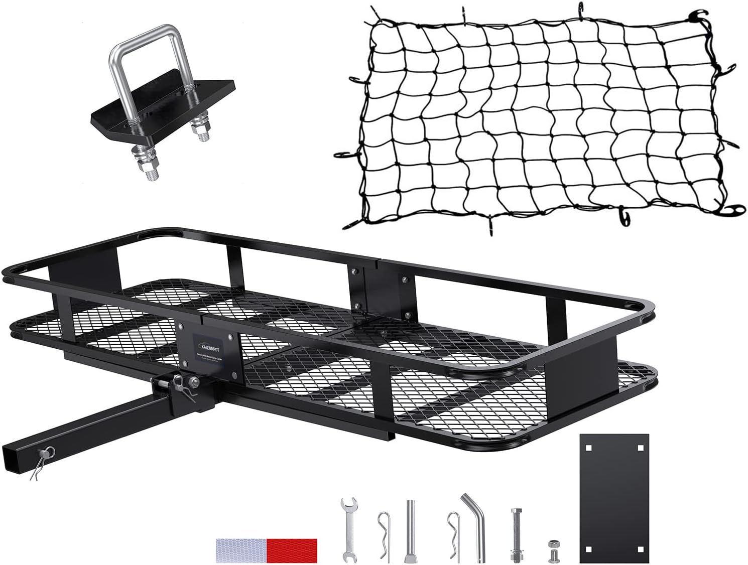 KAIZONPOT Cesta de carga para enganche de remolque de 60 x 24 x 6 pulgadas, capacidad de 550 ...