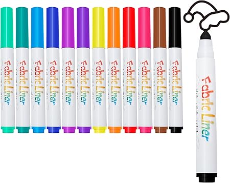 Amazon.com: Colorful Fabric Markers -12 Colors Fabric Markers Permanent ...
