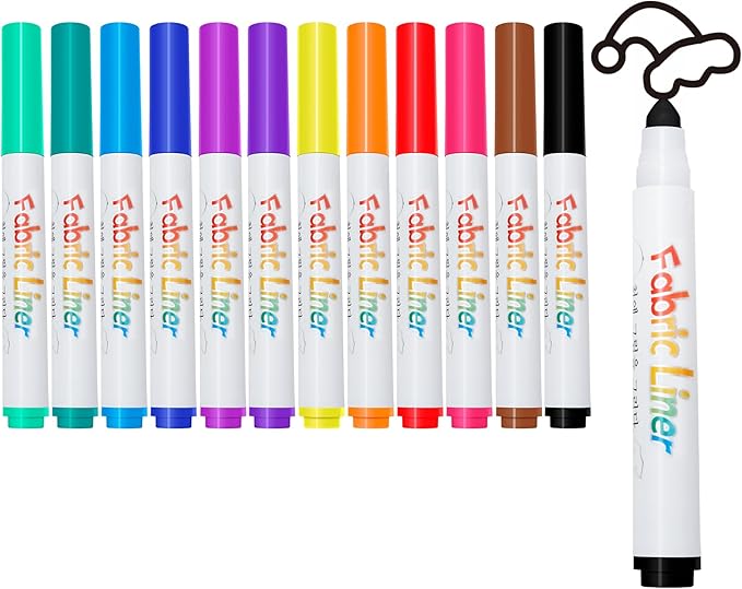 Amazon.com: Colorful Fabric Markers -12 Colors Fabric Markers Permanent ...