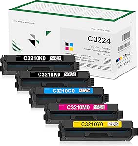 Amazon.com: C3224 Toner Cartridge (5-Pack, 2BK/1C/1M/1Y) - Compatible C3210K0 C3210C0 C3210M0 ...