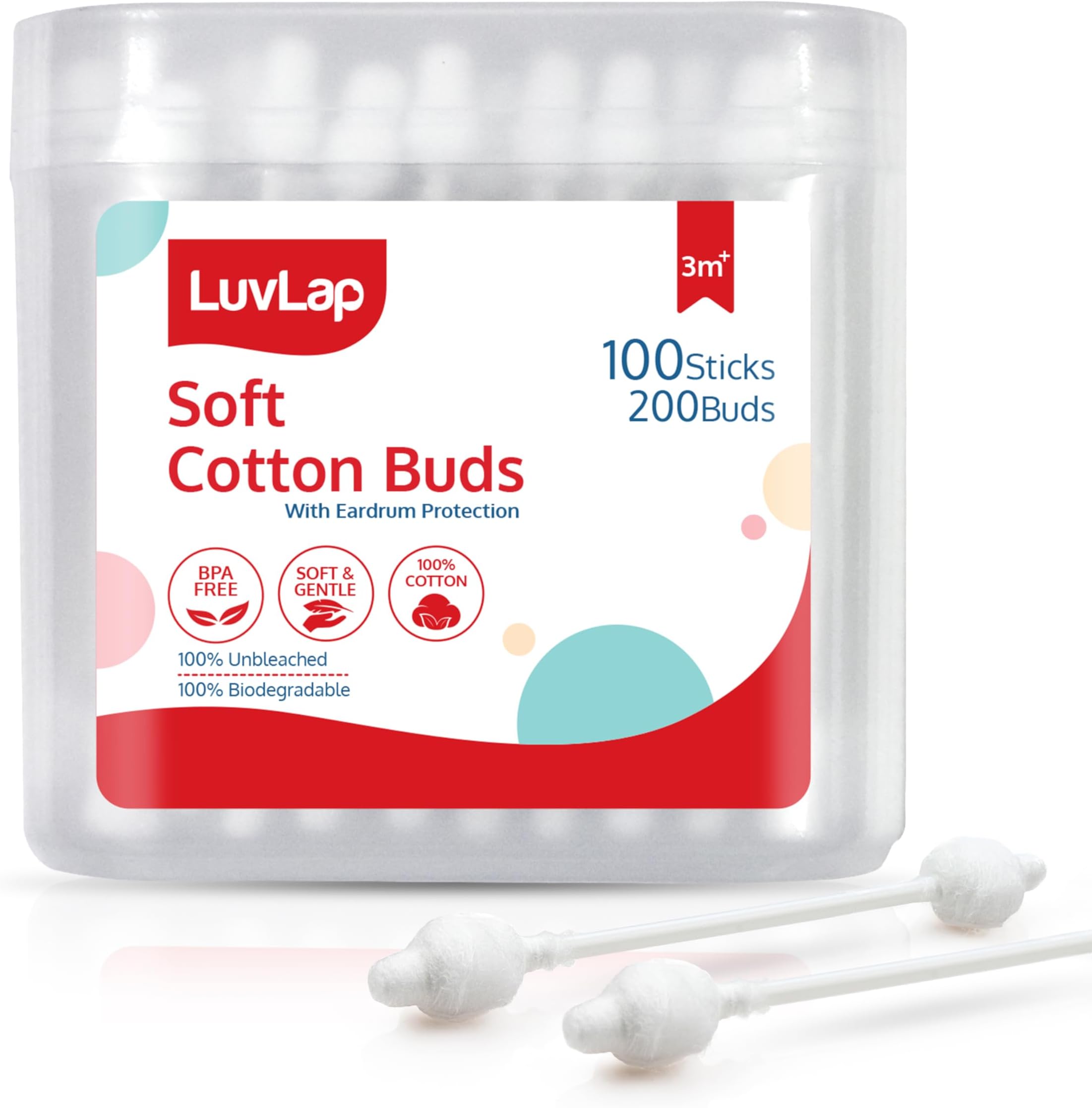 Buy LuvLap Baby Cotton Buds with Ear Cleaning Protection, BPA Free,100% ...