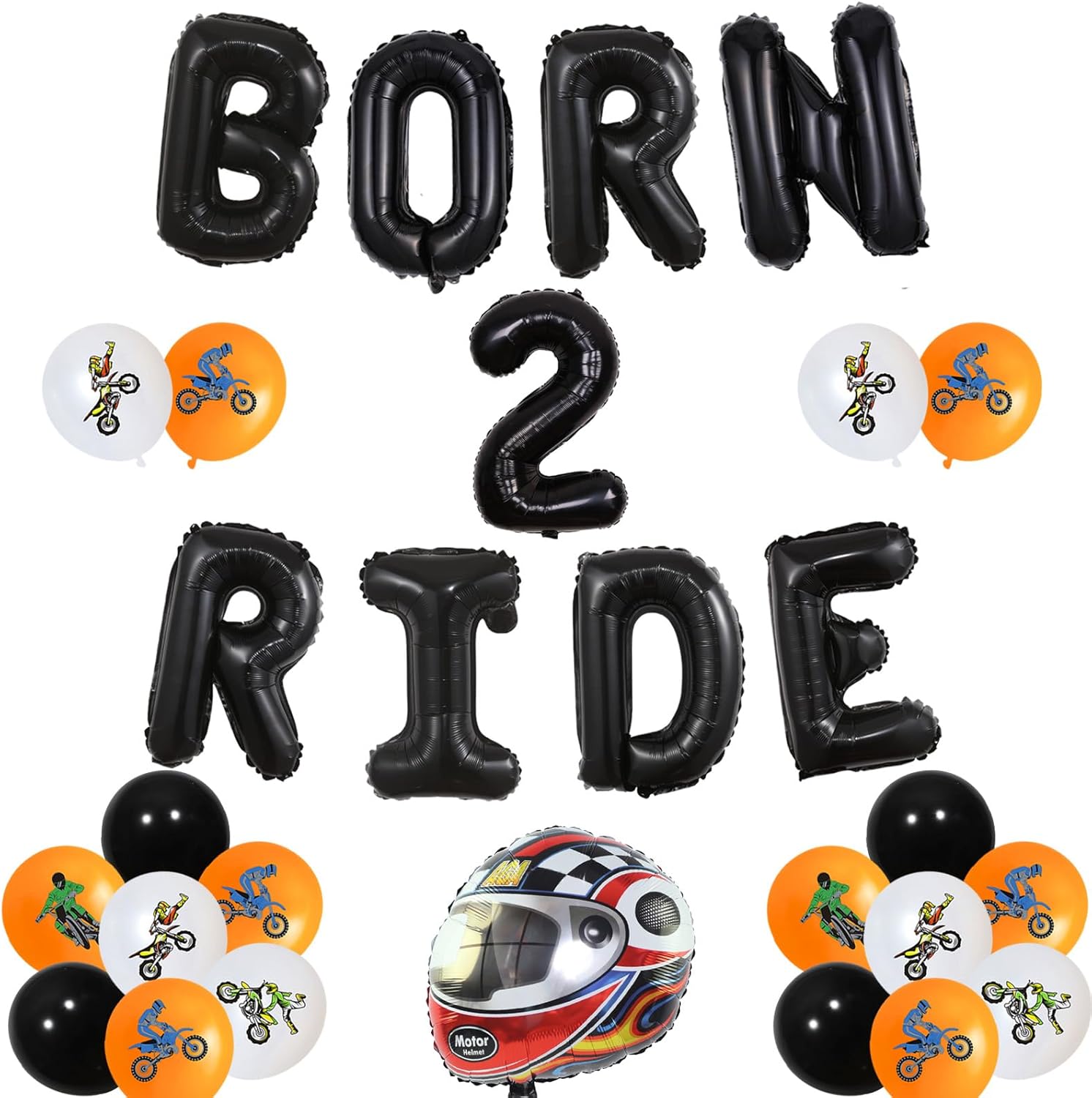 Amazon.com: Wonmelody Motorcycle 2nd Birthday Decorations Motorcycle ...