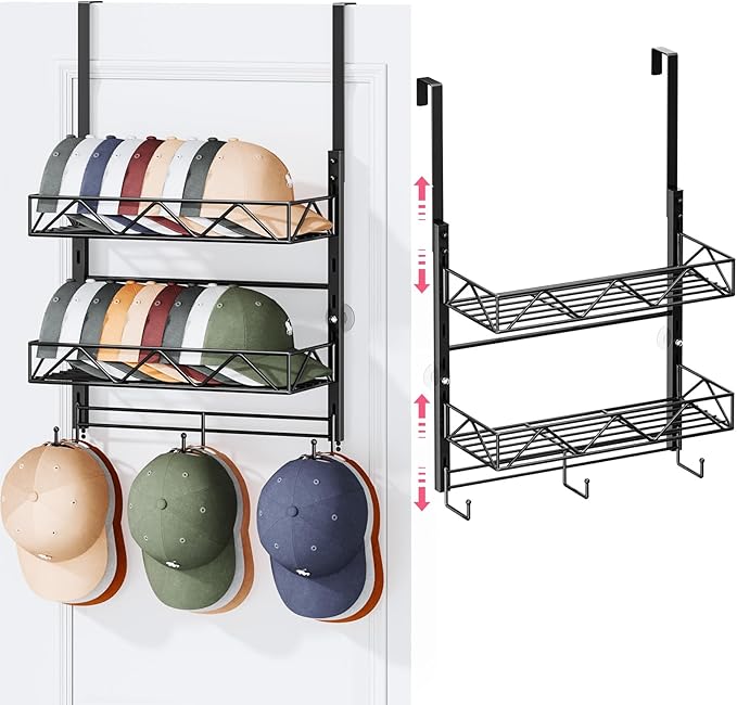 Amazon.com: SWTYMIKI Over Door Hat Organizer - 3 Tier Wall Mounted Hat ...