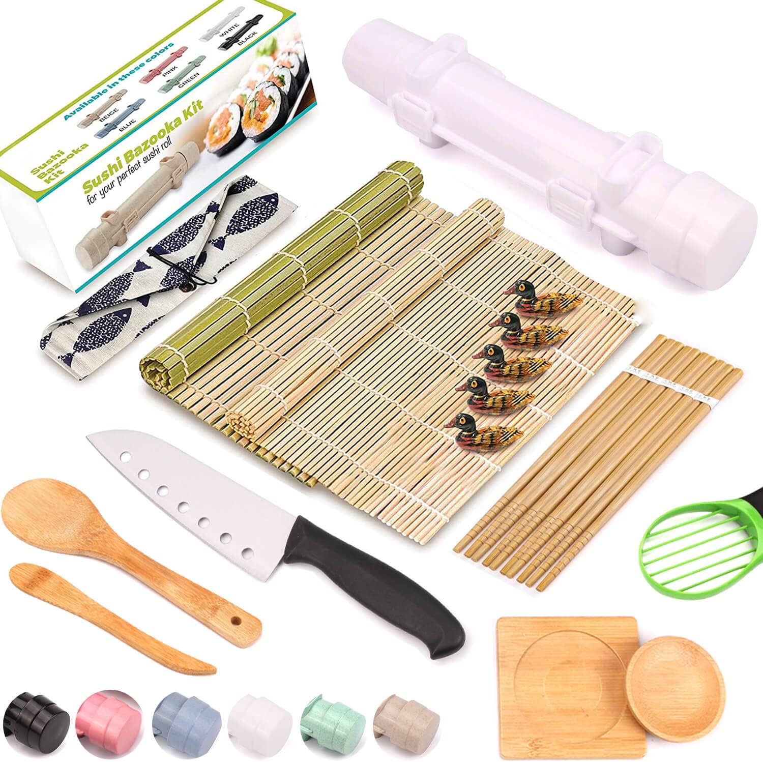 Amazon.com | Sushi Making Kit For Beginners - 22 Pcs DIY Sushi Roller ...