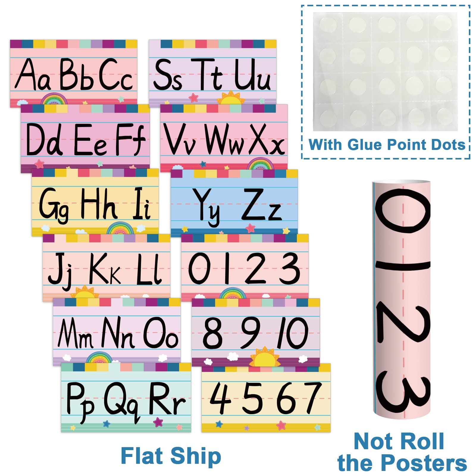 Alphabet Poster 24 Pcs Cursive Alphabet Wall Strip Posters - 11.8x6.3 ...