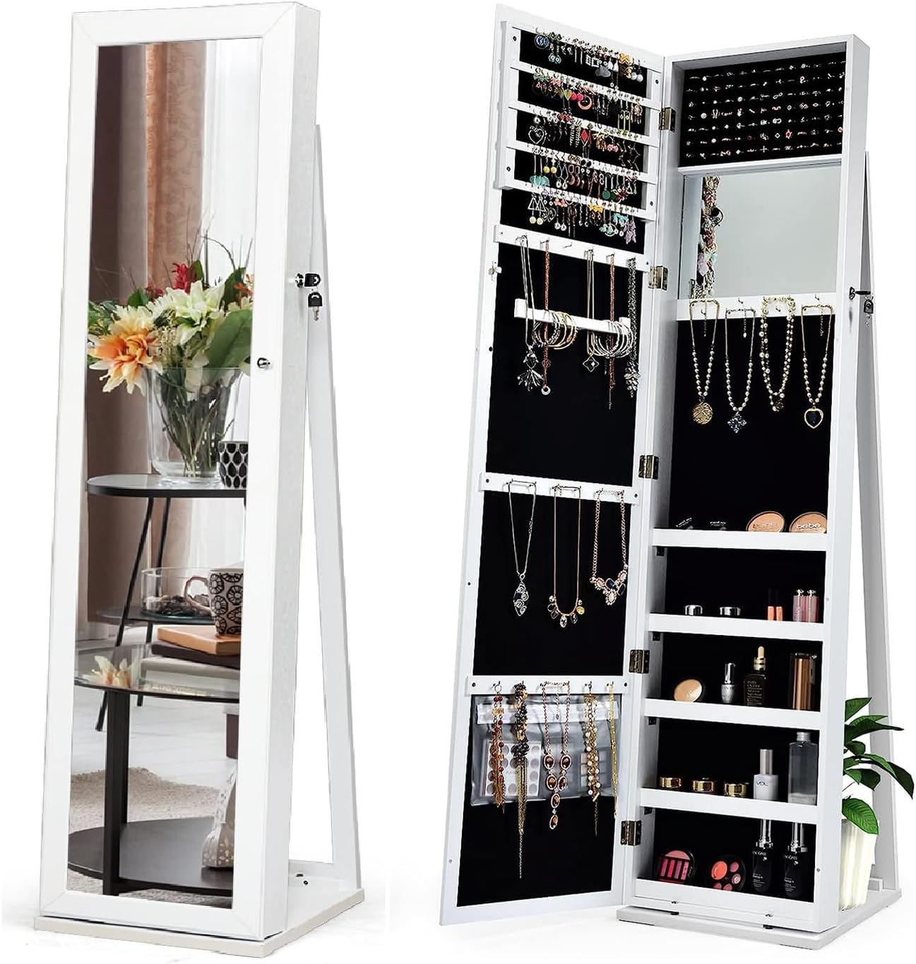 Amazon.com: LOKO Lockable Jewelry Cabinet, Large Capacity Makeup ...