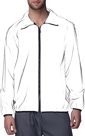 LZLRUN Mens Reflective Jacket Windbreakers Rave High Visibility ...