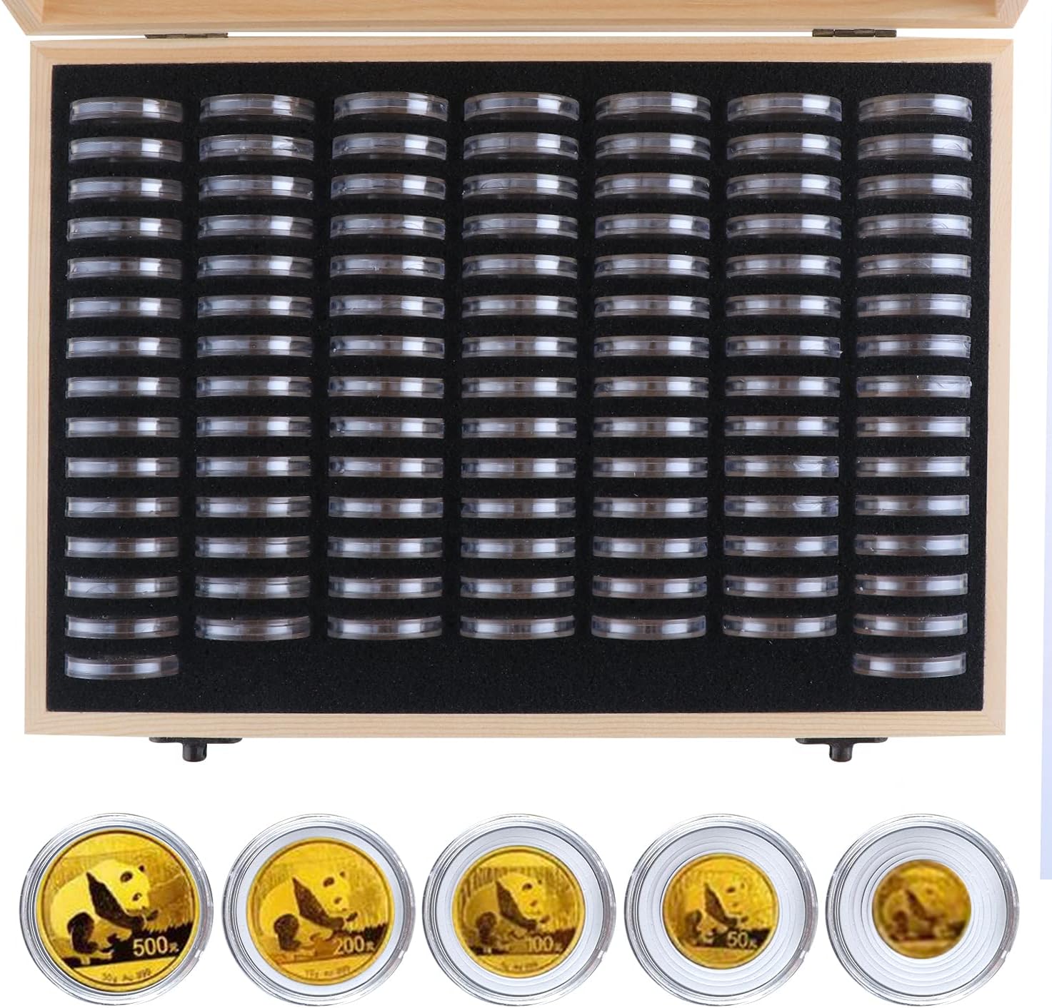 Fippy 100 PCS Coin Holder Case Round Coin Capsules with Wooden Coin ...