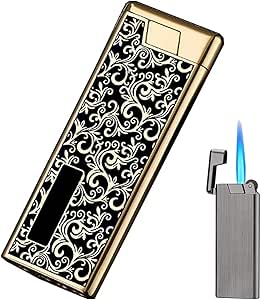 Amazon.com: Ultra-thin portable metal lighter, windproof blue flame ...
